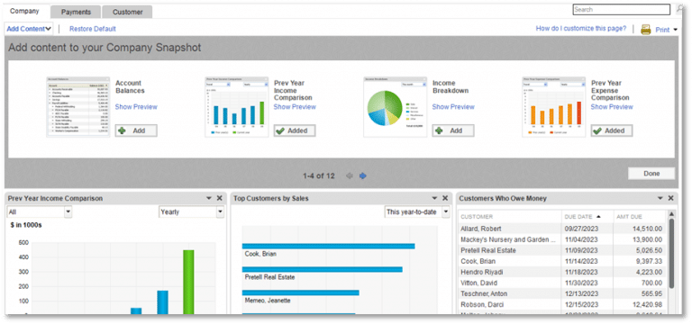QuickBooks Company Snapshot: Customize, Print, Read, Manage & Use
