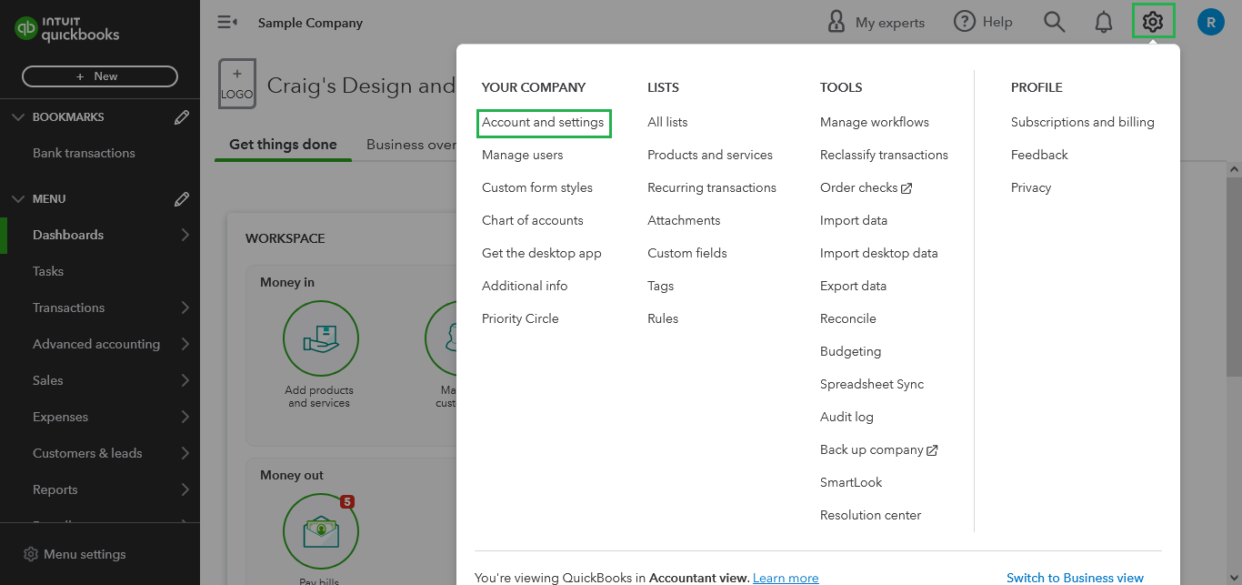 How to Set Up Advanced Settings in QuickBooks Online