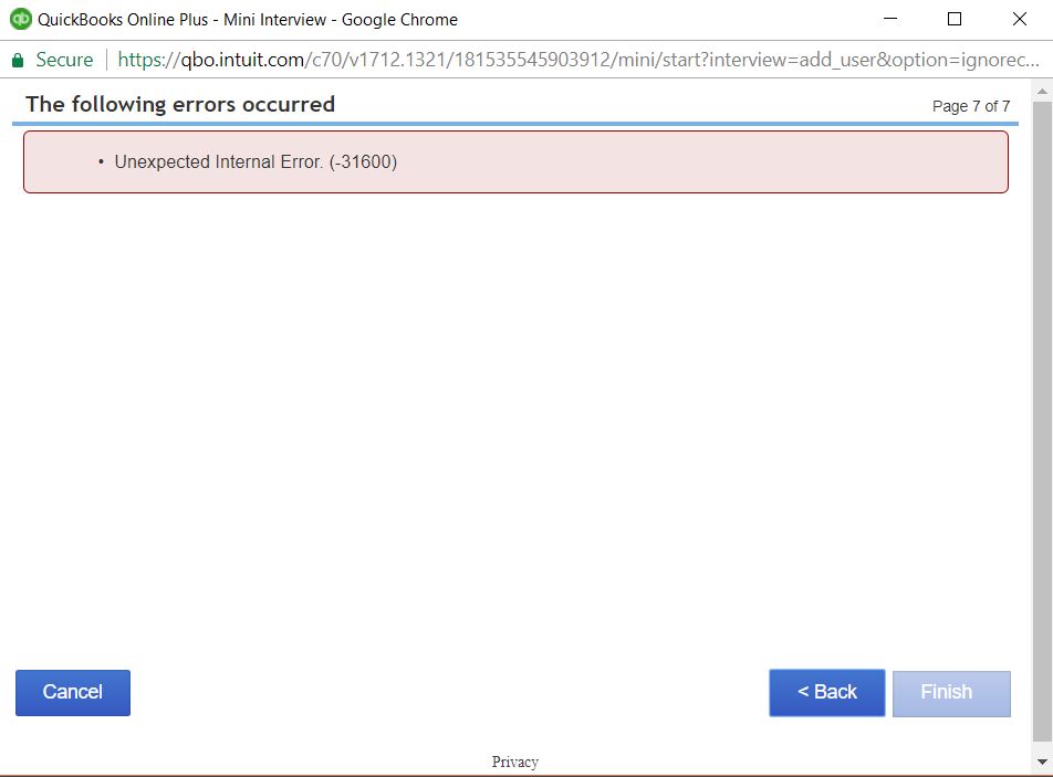 Fix QuickBooks Error 31600 (Unexpected Internal Error)